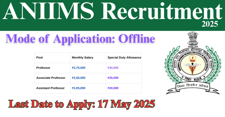 ANIIMS Recruitment 2025: Apply Now for Prestigious Professor, Associate ...