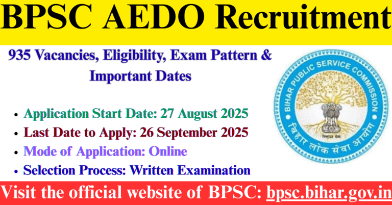 BPSC AEDO Recruitment 2025: Apply Online for 935 Vacancies, Eligibility ...